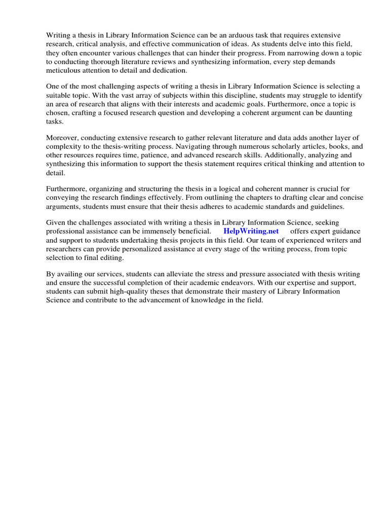 Library Information Science Thesis Topics | PDF | Thesis | Libraries
