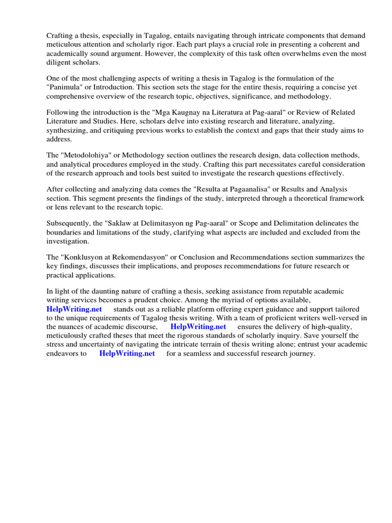Parts of Thesis Tagalog | PDF | Tagalog Language | Thesis
