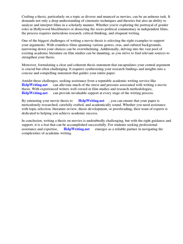 Movie Thesis Examples | PDF | Essays | Thesis