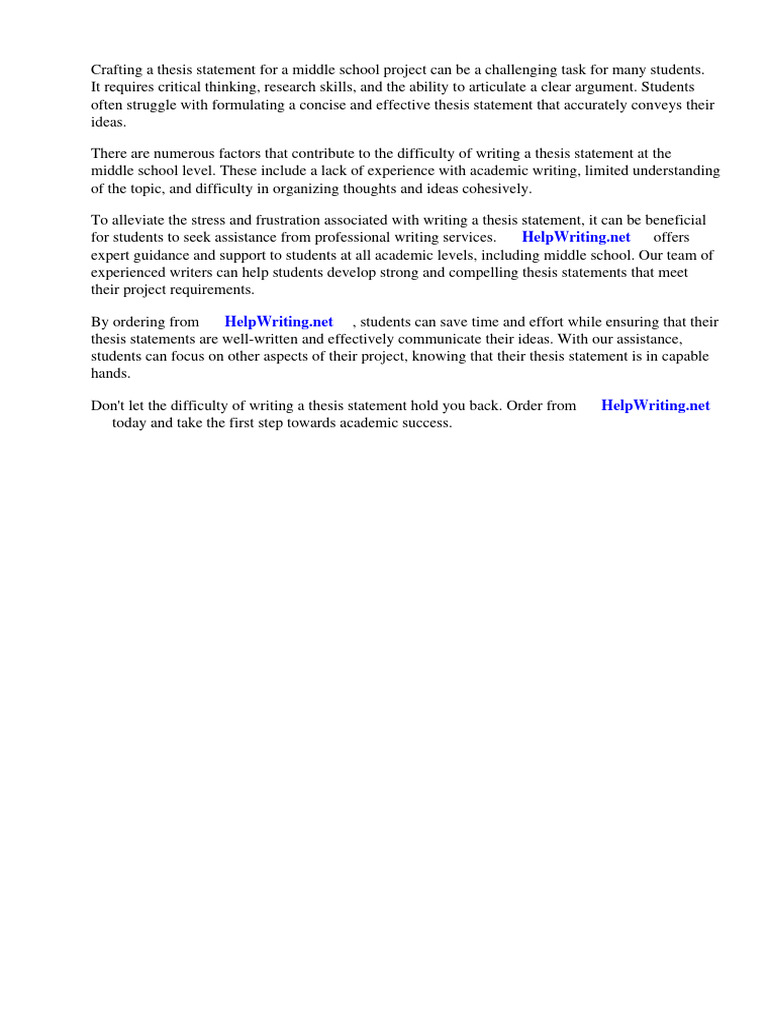 Sample Thesis Statement Middle School | PDF | Essays | Thesis