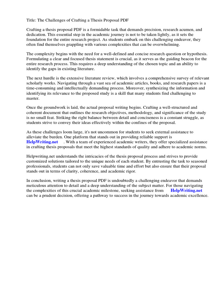 Thesis Proposal PDF | PDF | Thesis | Methodology