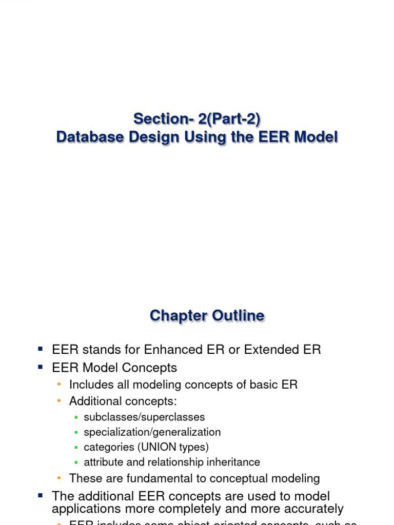 Week-4 (Section-2 (Part-2 ER Modeling) ) | PDF | Inheritance (Object ...