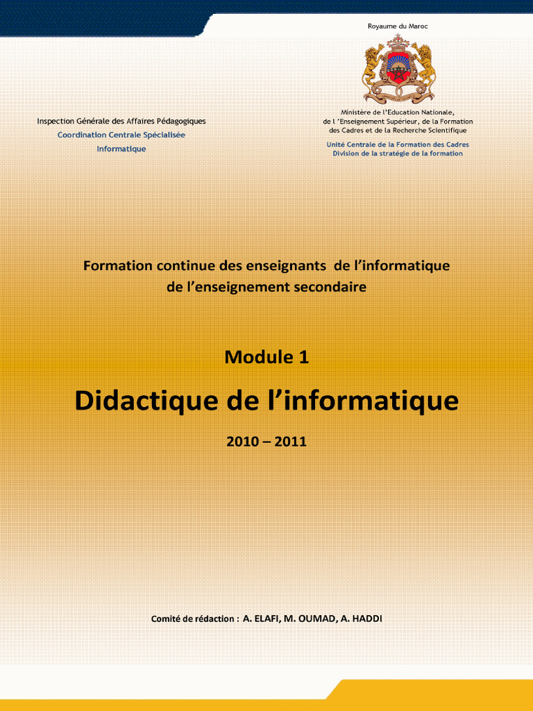 Module de Didactique de La Discipline (Informatique) PDF Version 1 | PDF