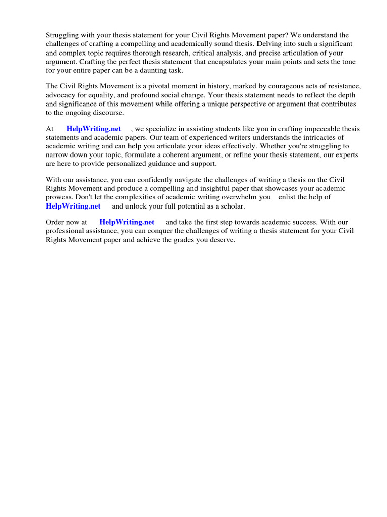 Thesis Statement Examples for Civil Rights Movement | PDF | Student ...
