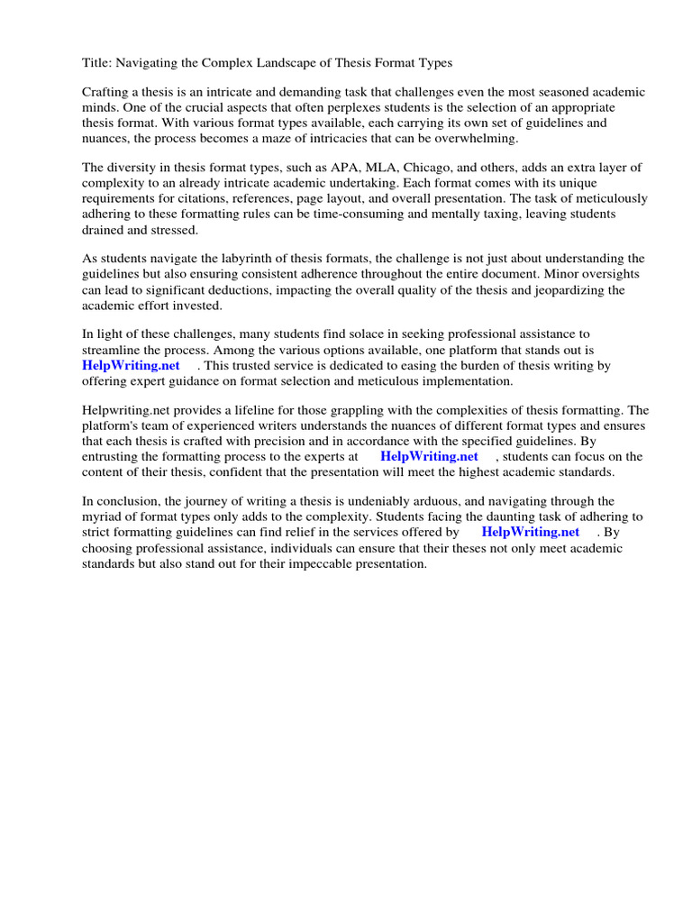 Thesis Format Types | PDF | Thesis | Essays