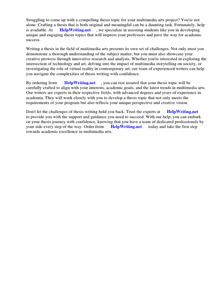 Multimedia Arts Thesis Topics | PDF | Thesis | Multimedia