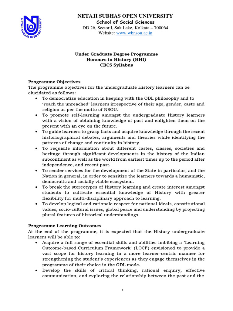 HHI Syllabus CBCS Updated | Download Free PDF | Civilization | Ancient History