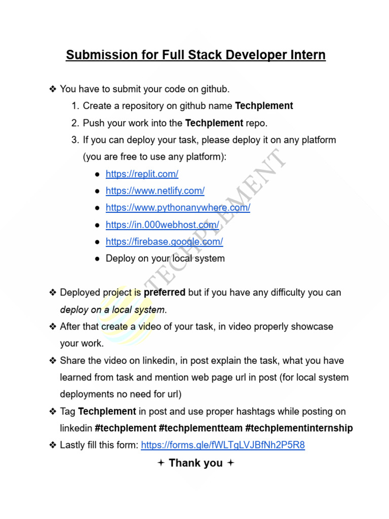 Techplement Internship Submission Guide | PDF | Art | Computers
