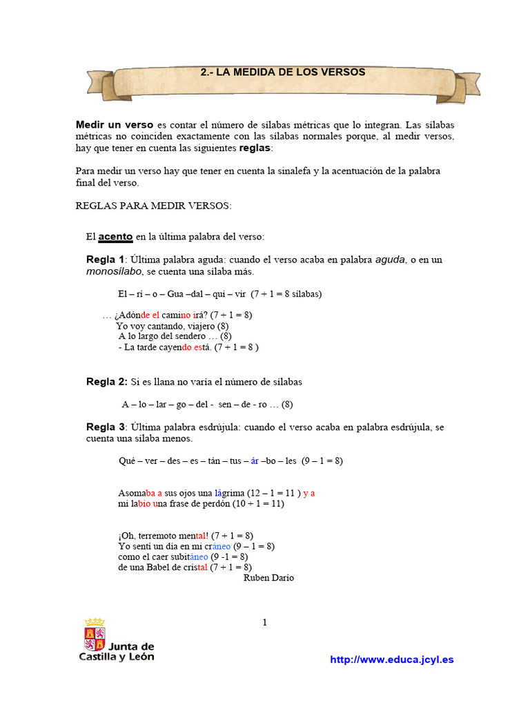 Reglas para Medir Versos en Poesía | PDF | Ritmo Poético | Lingüística