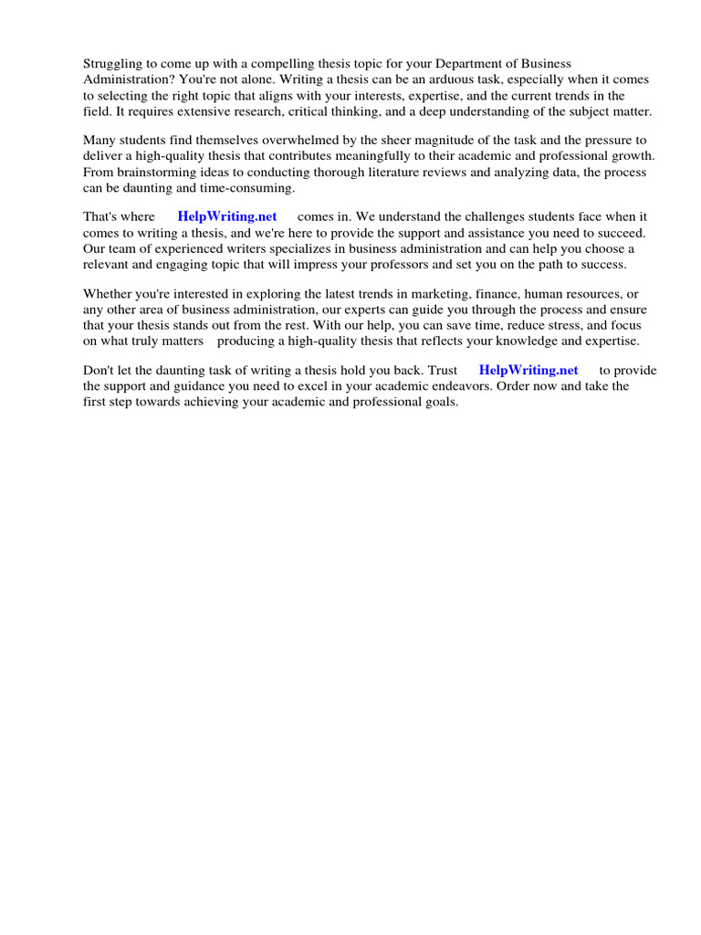 Thesis Topics Department of Business Administration | PDF | Thesis ...