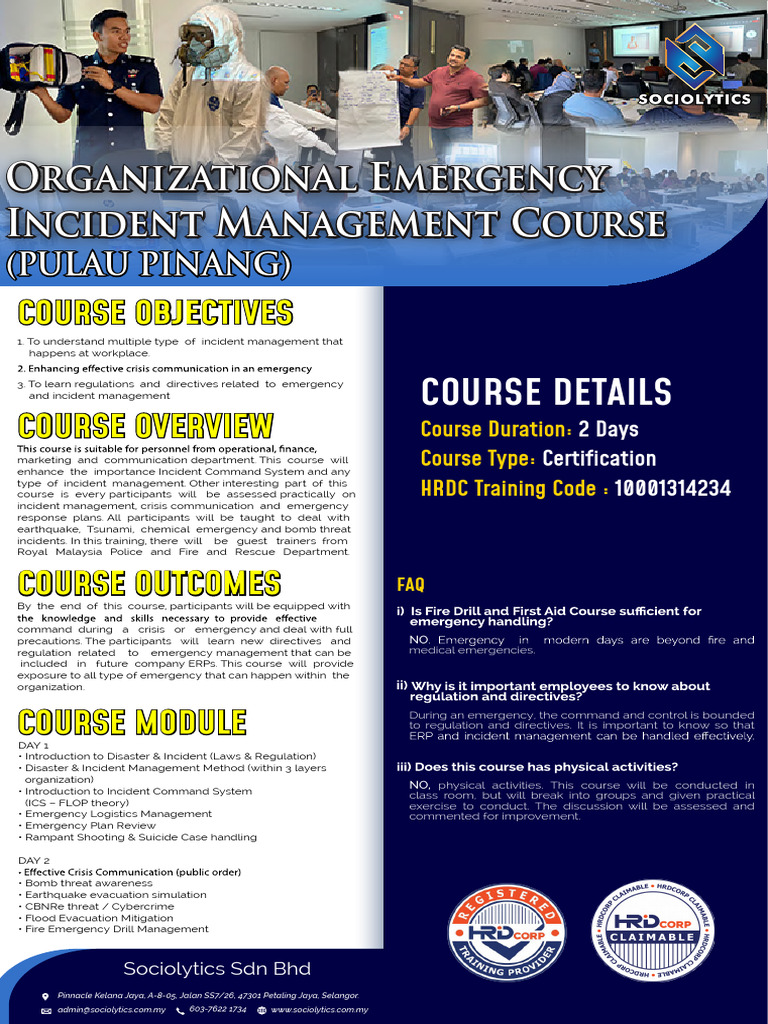 Organizational Emergency Incident Management Course (Penang) | PDF ...