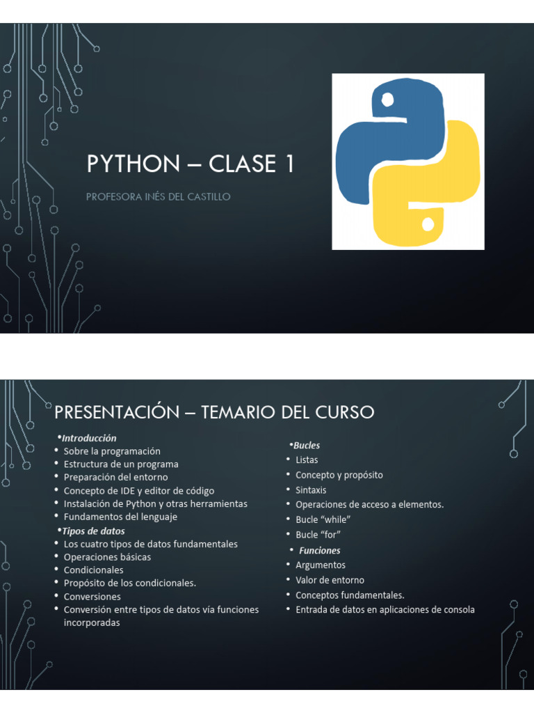 Python - Clase 1 - x2 | PDF | Lenguaje de programación | Programación ...