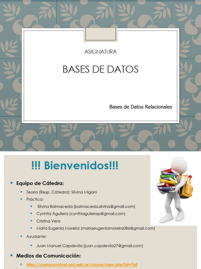 Unidad1_Introduccion Base de Datos | PDF | Bases de datos | Datos