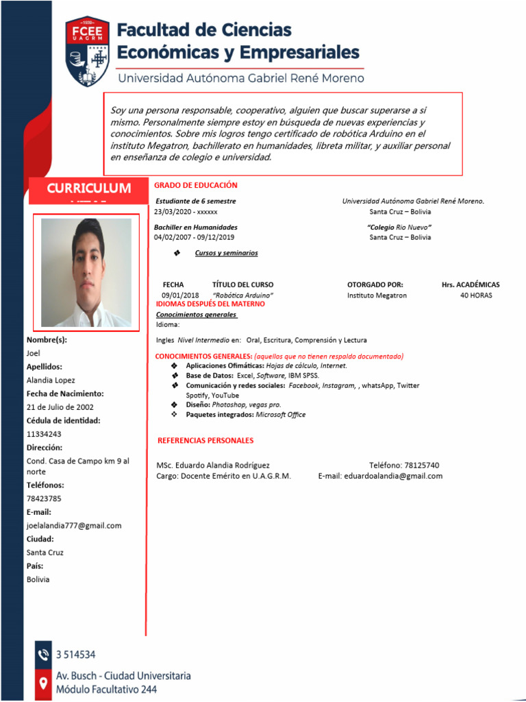 NUEVO Formato de Curriculum Vitae - CEDHE JOELILLO | PDF | Informática ...