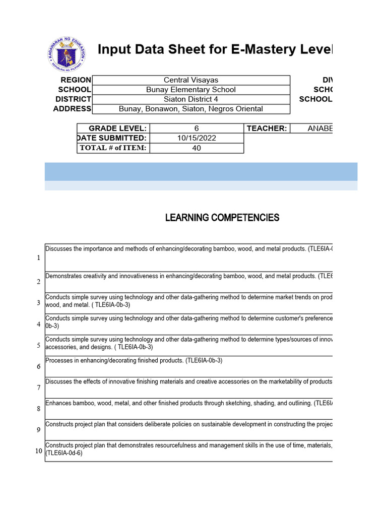 IA - Grade6 - Modified Electronic TOS | PDF | Recycling | Notebook