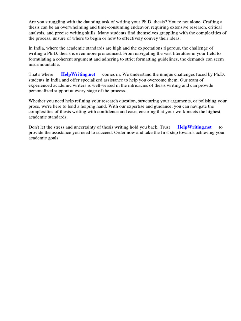 PHD Thesis Writing Help India | PDF | Thesis | Doctor Of Philosophy