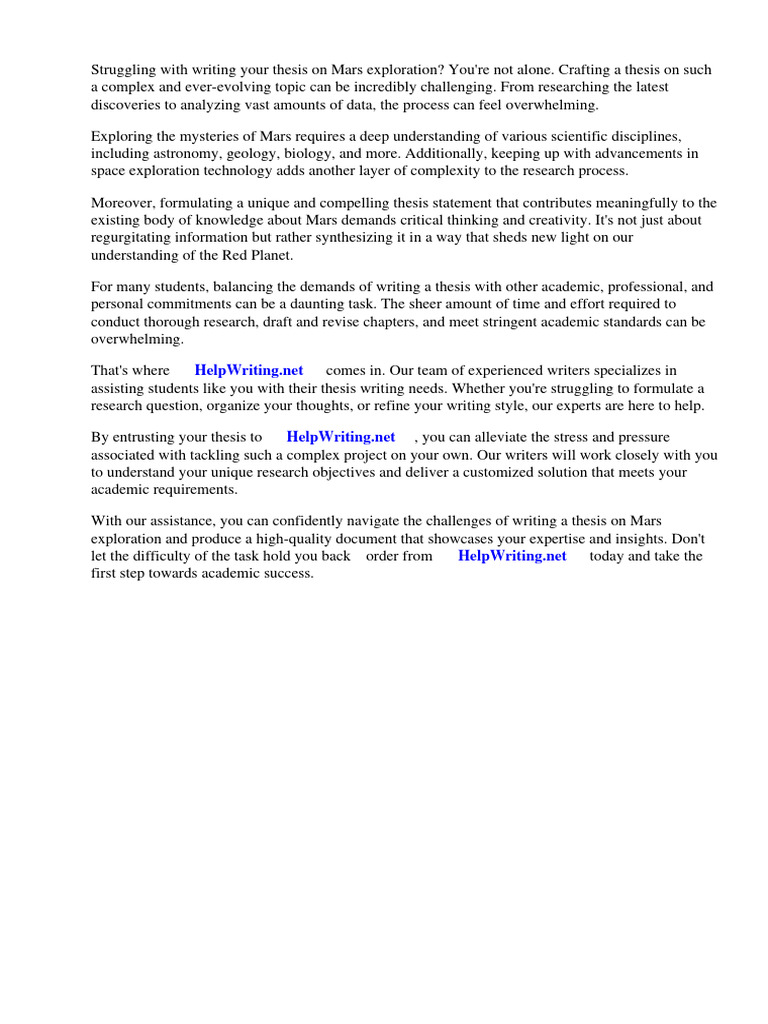 Thesis About Mars | PDF | Mars | Solar System