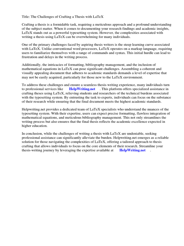 LaTeX Thesis Help for Students | PDF | Thesis | Te X