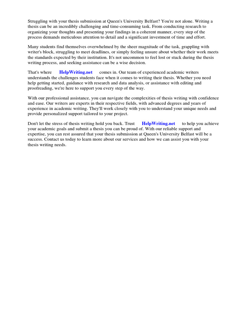 Queens University Belfast Thesis Submission | PDF | Postgraduate ...