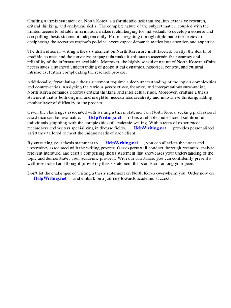 Thesis Statement Challenges on North Korea | PDF | South Korea | World ...