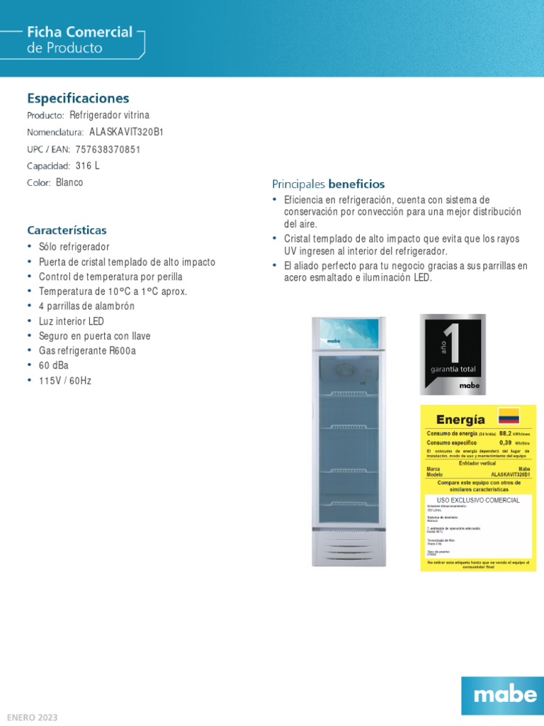 9. VITRINA REGFRIGERANTE MABE | PDF