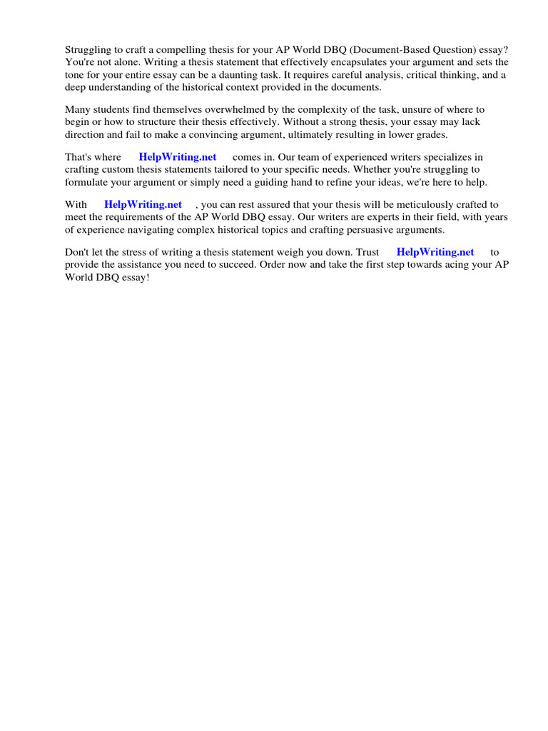 Crafting a Strong AP World DBQ Thesis | PDF | Essays | Thesis