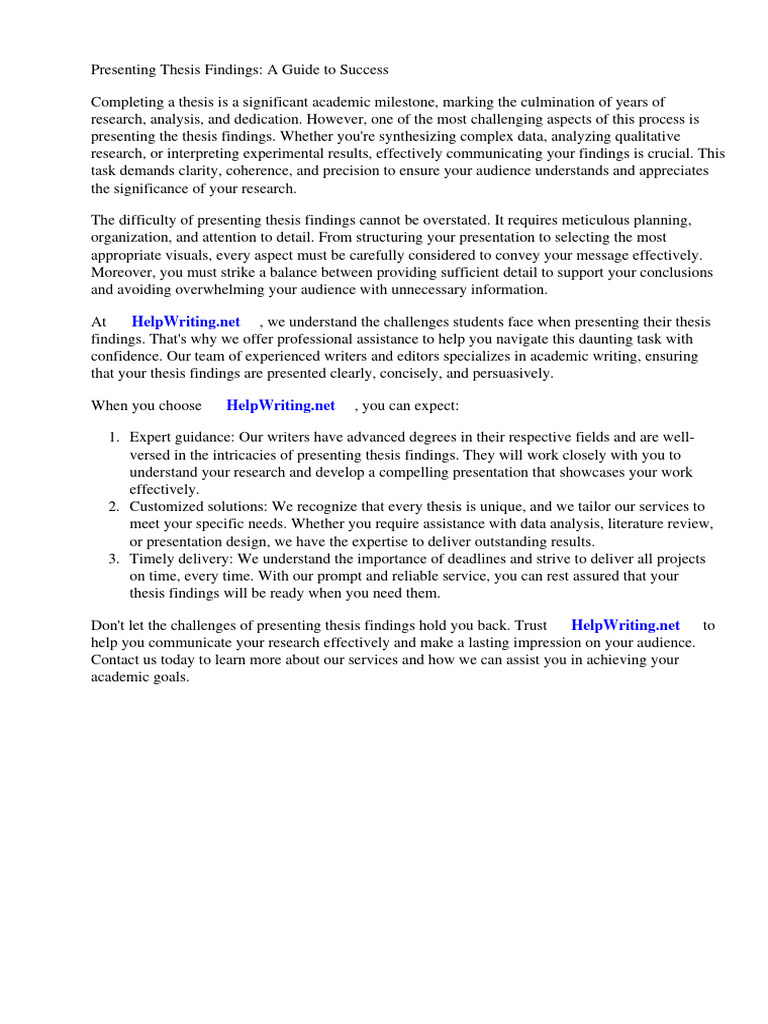 Presenting Thesis Findings | PDF | Thesis | Methodology