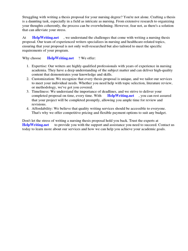 Nursing Thesis Proposal Help | PDF | Thesis | Nursing
