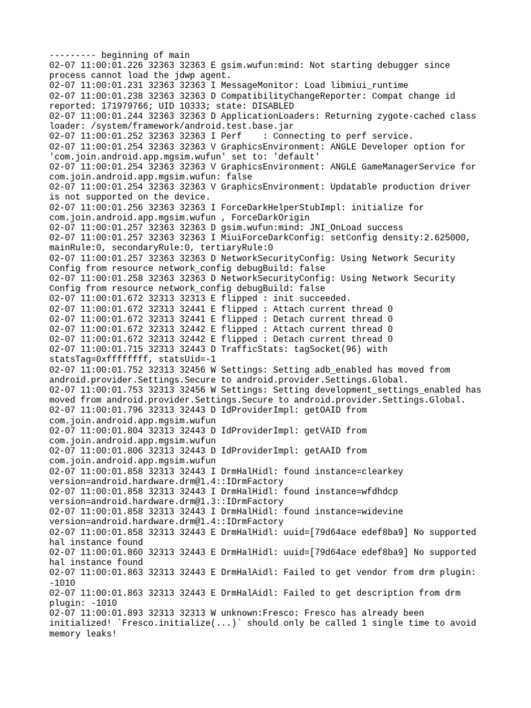 Com - Join.android - App.mgsim - Wufun Logcat | PDF | Domain Name System | Computing Platforms