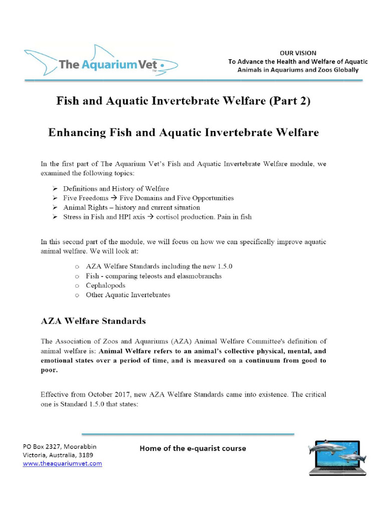 Aquatic Animal Welfare Module - Part 2 Notes | PDF