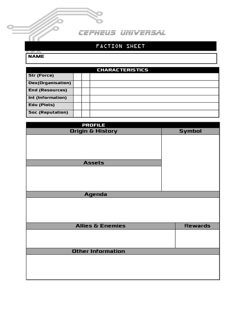 CU Data Faction Sheet FILLABLE | PDF
