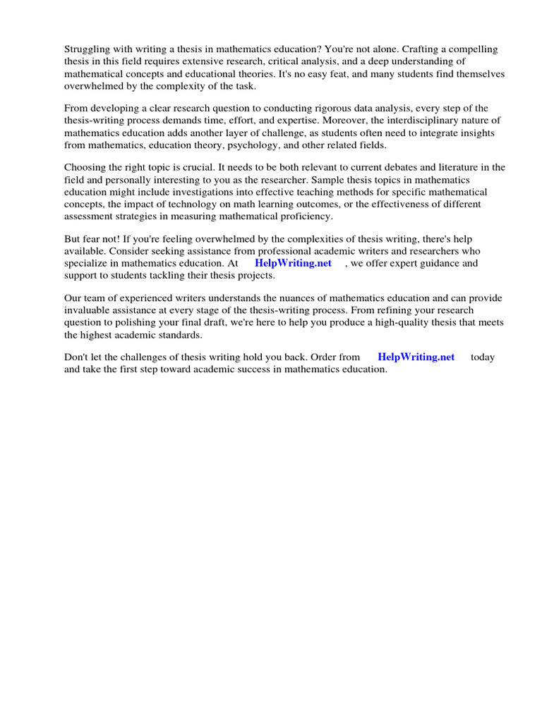 Sample Thesis Topics in Mathematics Education | PDF | Mathematics | Thesis