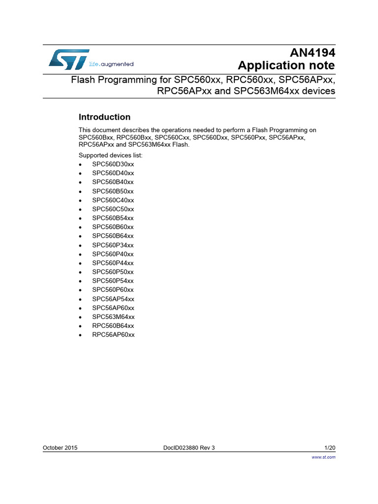 An4194 Flash Programming For spc560xxrpc560xx Spc56apxx Rpc56apxx and ...