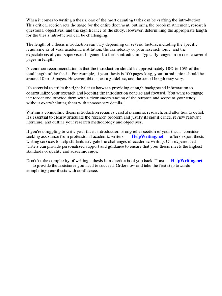 Thesis Introduction Length Guidelines | PDF | Thesis | Essays