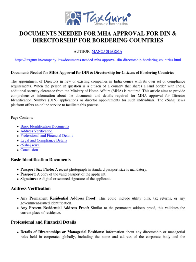 MHA Approval Documents for Directors | PDF | Identity Document | Passport