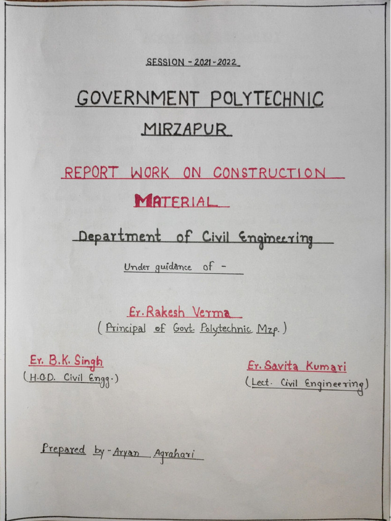 Aryan Report on construction material -- Aryan Agrahari | PDF