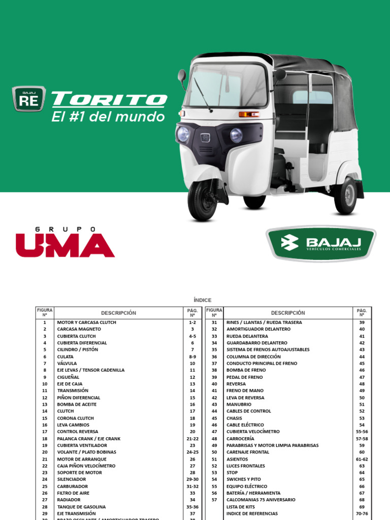 Catalogo Bajaj Torito | PDF | Embrague | Vehículos terrestres