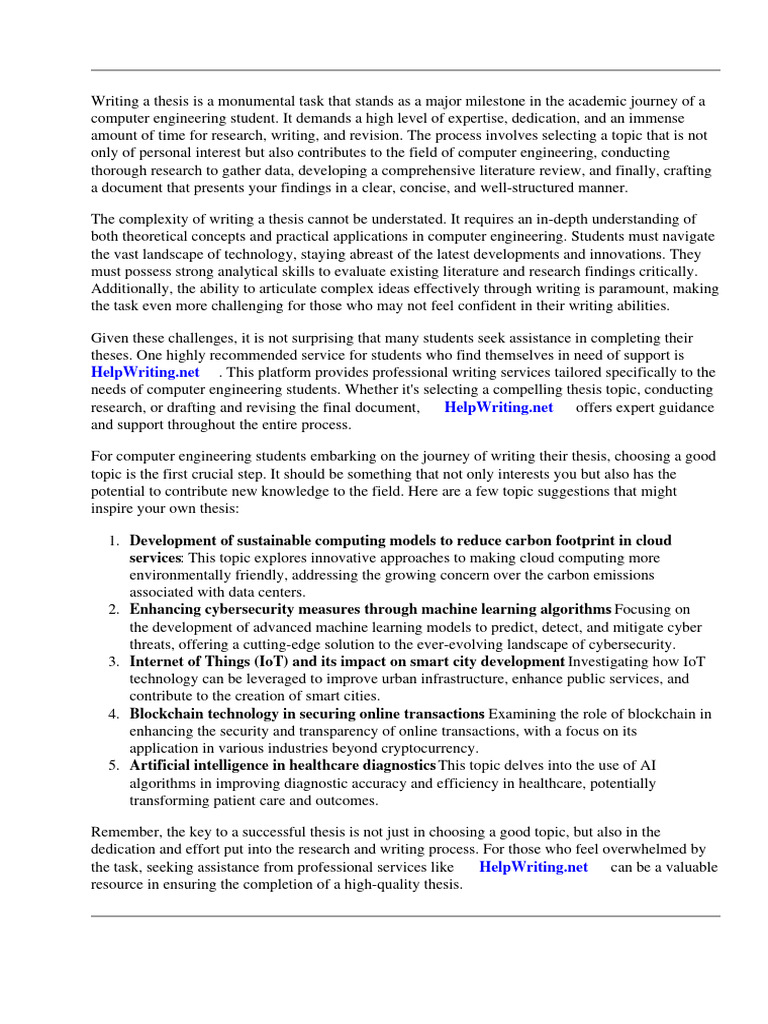 Computer Engineering Thesis Guide | PDF | Internet Of Things | Thesis