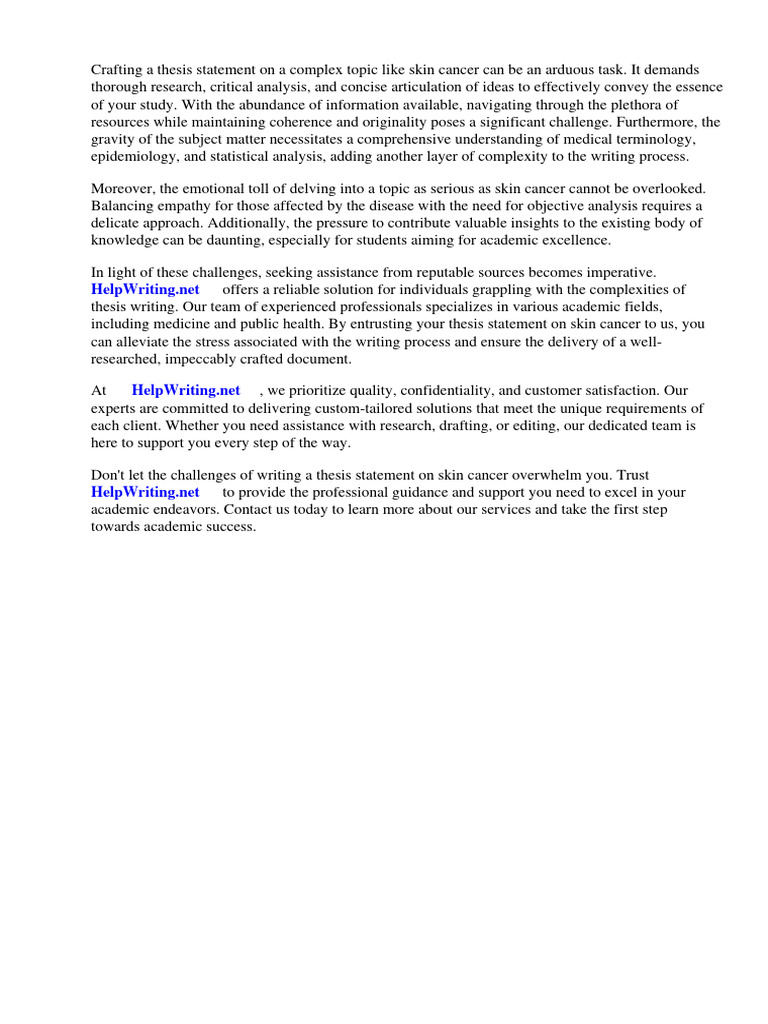 Thesis Statement Skin Cancer | PDF | Cancer | Melanoma