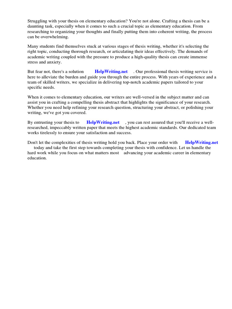Sample of Thesis Abstract Elementary Education | PDF | Thesis ...