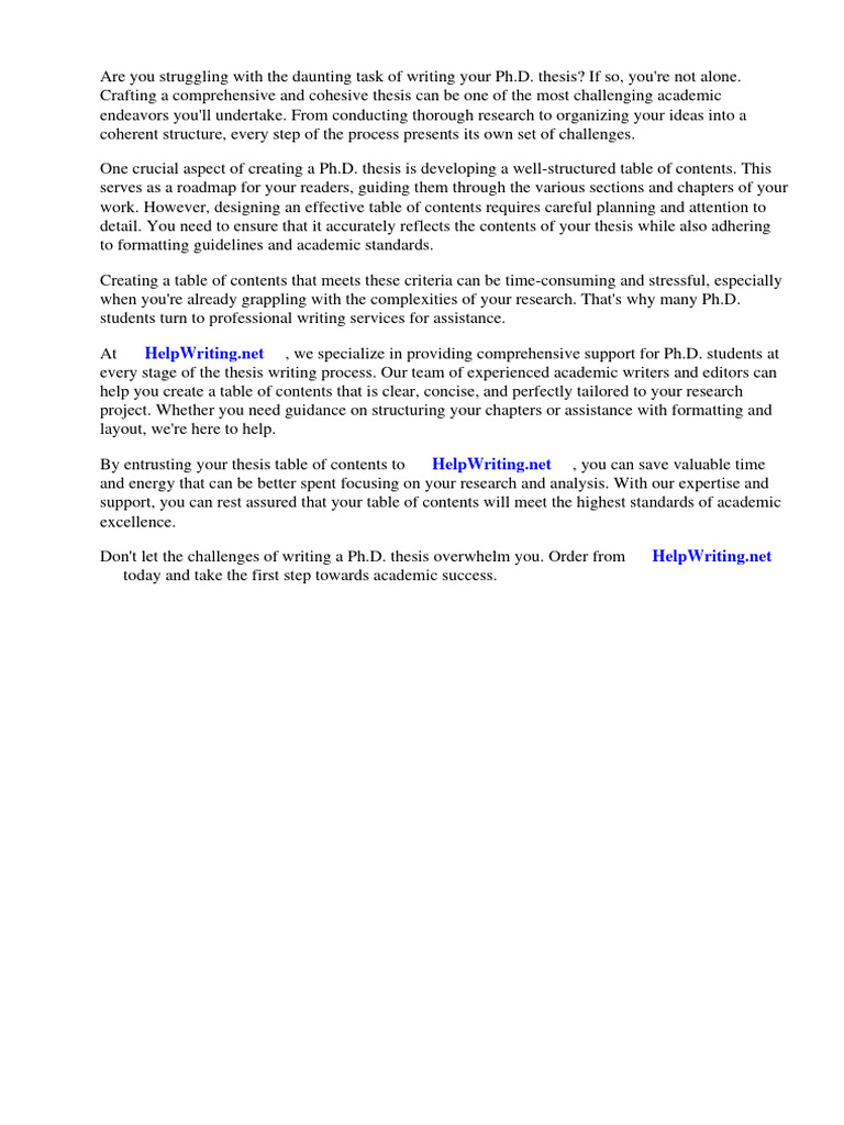 PHD Thesis Table of Contents Template | PDF | Thesis | Translations