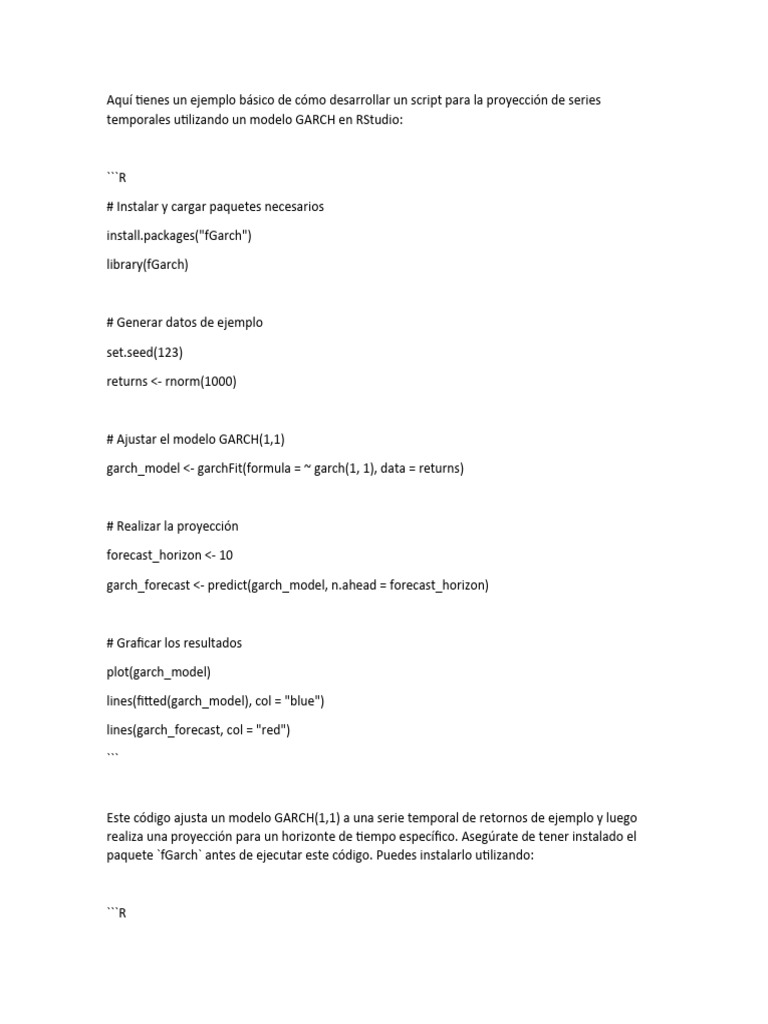 Script para La Proyección de Series Temporales Utilizando Un Modelo ...
