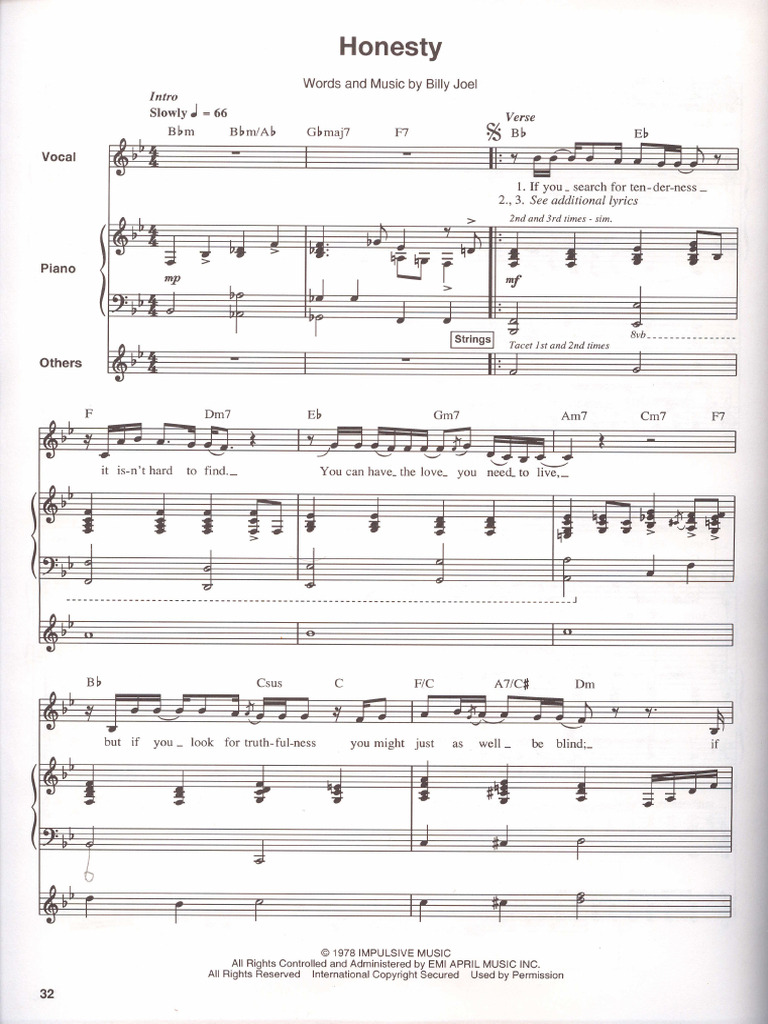 HONESTY Piano Vocal | PDF