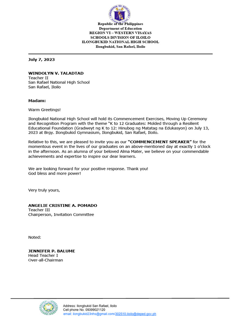 Graduation - Letter | PDF | Learning