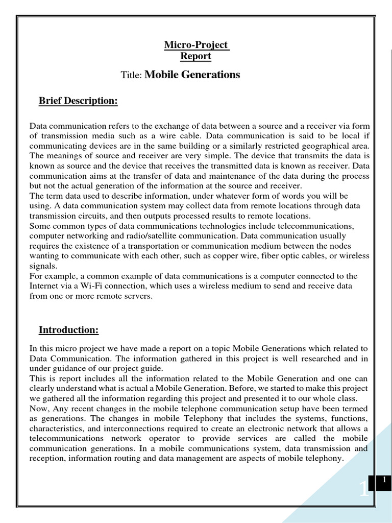 Mobile Generations: Micro-Project | PDF | 3 G | 4 G