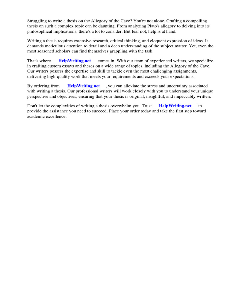 Allegory of The Cave Essay Thesis | PDF | Epistemology | Cognition