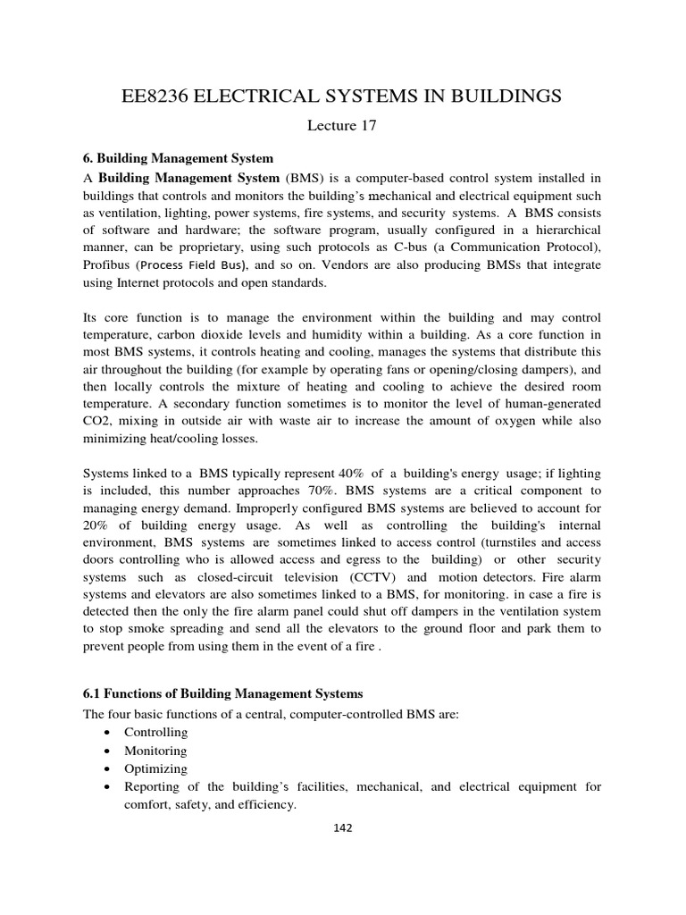 Lecture 17 - Building Managment System | PDF | Building Automation | Electrical Engineering