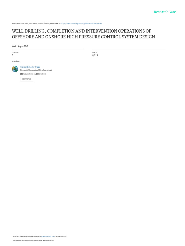 Well Drilling, Completion and Intervention Operations of Offshore and ...