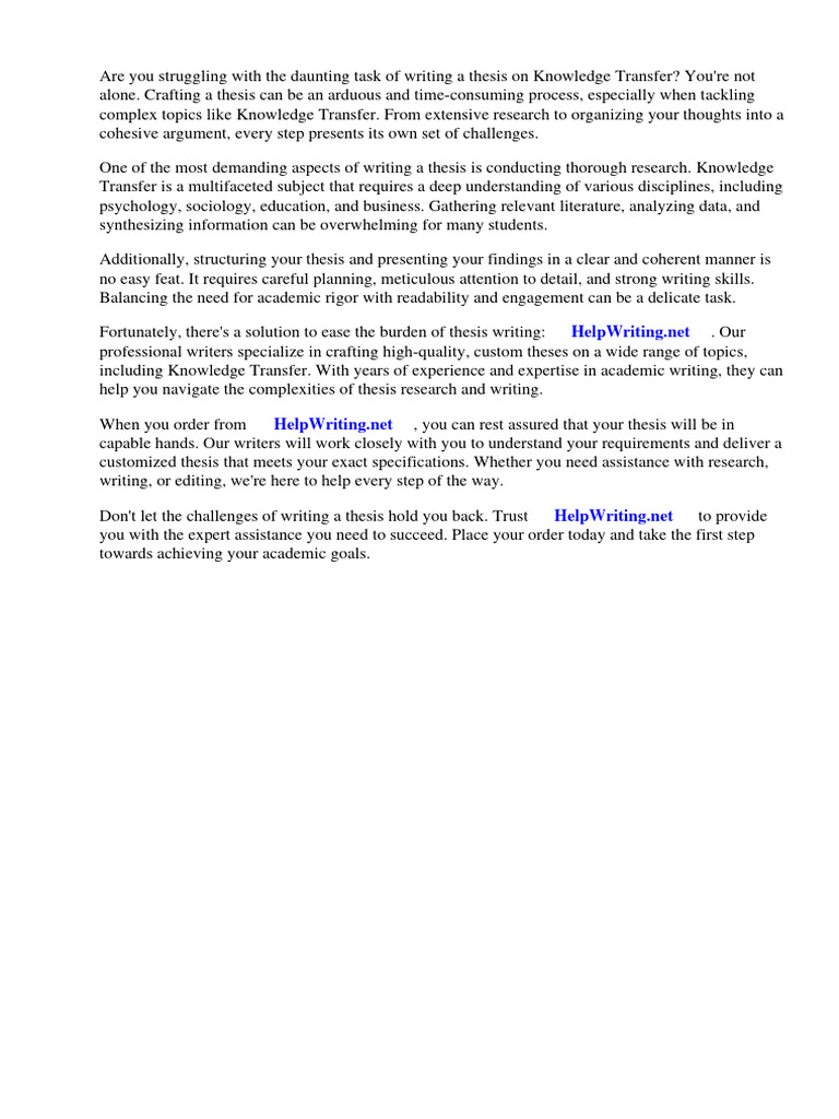 Knowledge Transfer Thesis | PDF | Science | Knowledge