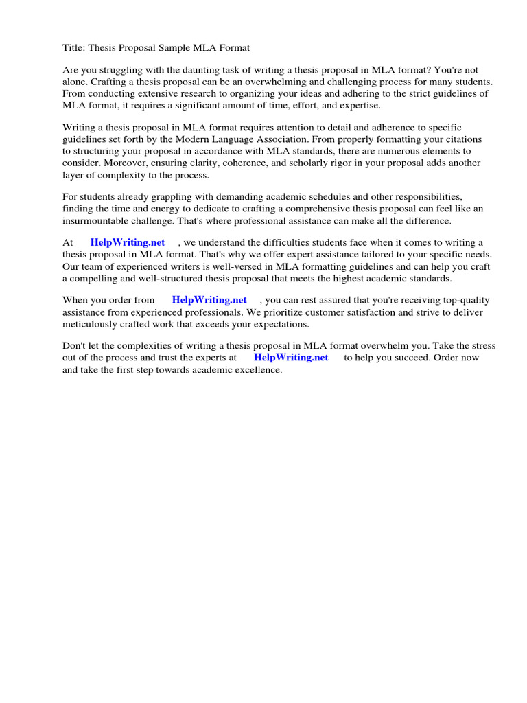 Thesis Proposal Sample Mla Format | PDF | Thesis | Science